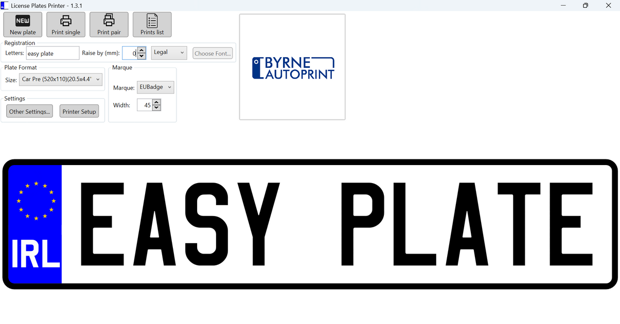 Easy Plate- Number Plate Printing Software — Fresh Plates